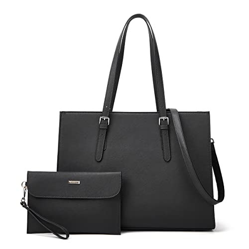 Laptop Bag for Women 15.6 inch Laptop Tote Bag Leather Classy Computer Briefcase Work Waterproof Handbag Professional Shoulder Bag Womens Business Office Large Capacity Bag Purse 2pcs