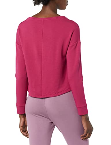 Core 10 Women's Cloud Soft Cropped Length V-Neck Yoga Sweatshirt, Fuchsia, X-Large