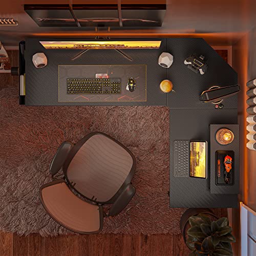 CubiCubi L Shaped Desk Computer Corner Desk, Home Office Gaming Table, Sturdy Writing Workstation with Small Table, Space-Saving, Easy to Assemble