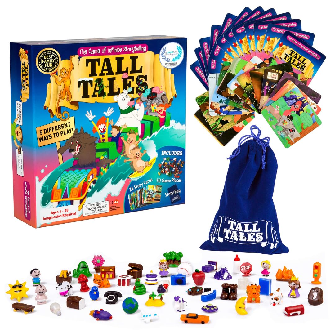 SCS Direct, Tall Tales Story Telling Board Game - The Educational Family Game of Infinite Storytelling -Award-Winning Educational Game, 5 Ways to Play - Promotes Creativity & Language Skill, Xmas Gift