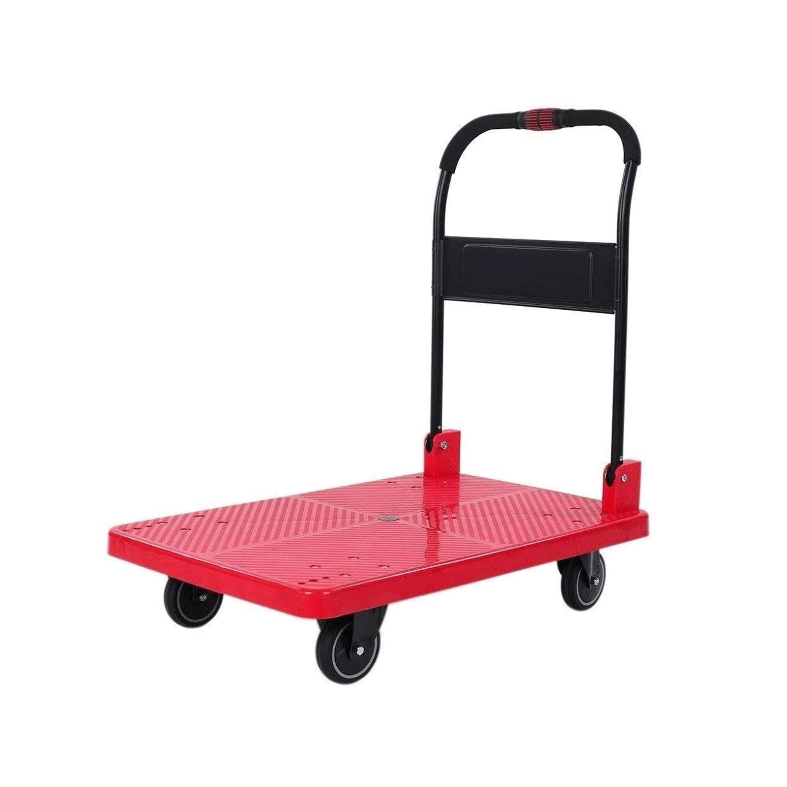 FBITE 330KG Foldable Shopping Flatbed Heavy Duty Foldable Hand Sack Truck with Mute Wheel, Industrial Warehouse Platform Truck for Indoor Outdoor, E