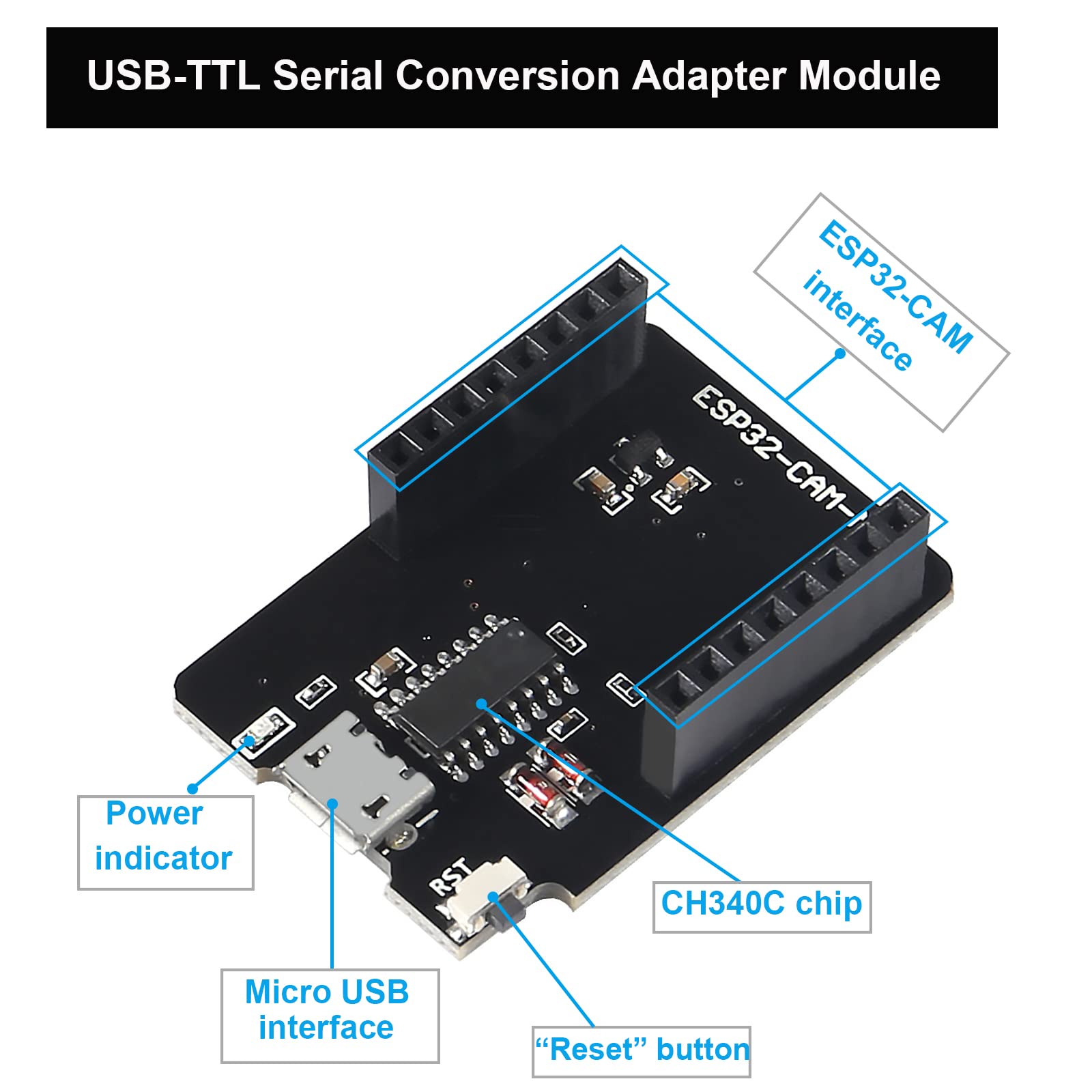 Diitao 2PCS ESP32-CAM-MB WiFi Bluetooth Board + Micro USB to Serial Port CH340G 4.75V-5.25V with OV2640 2MP Camera(ESP 32 CAM MB)