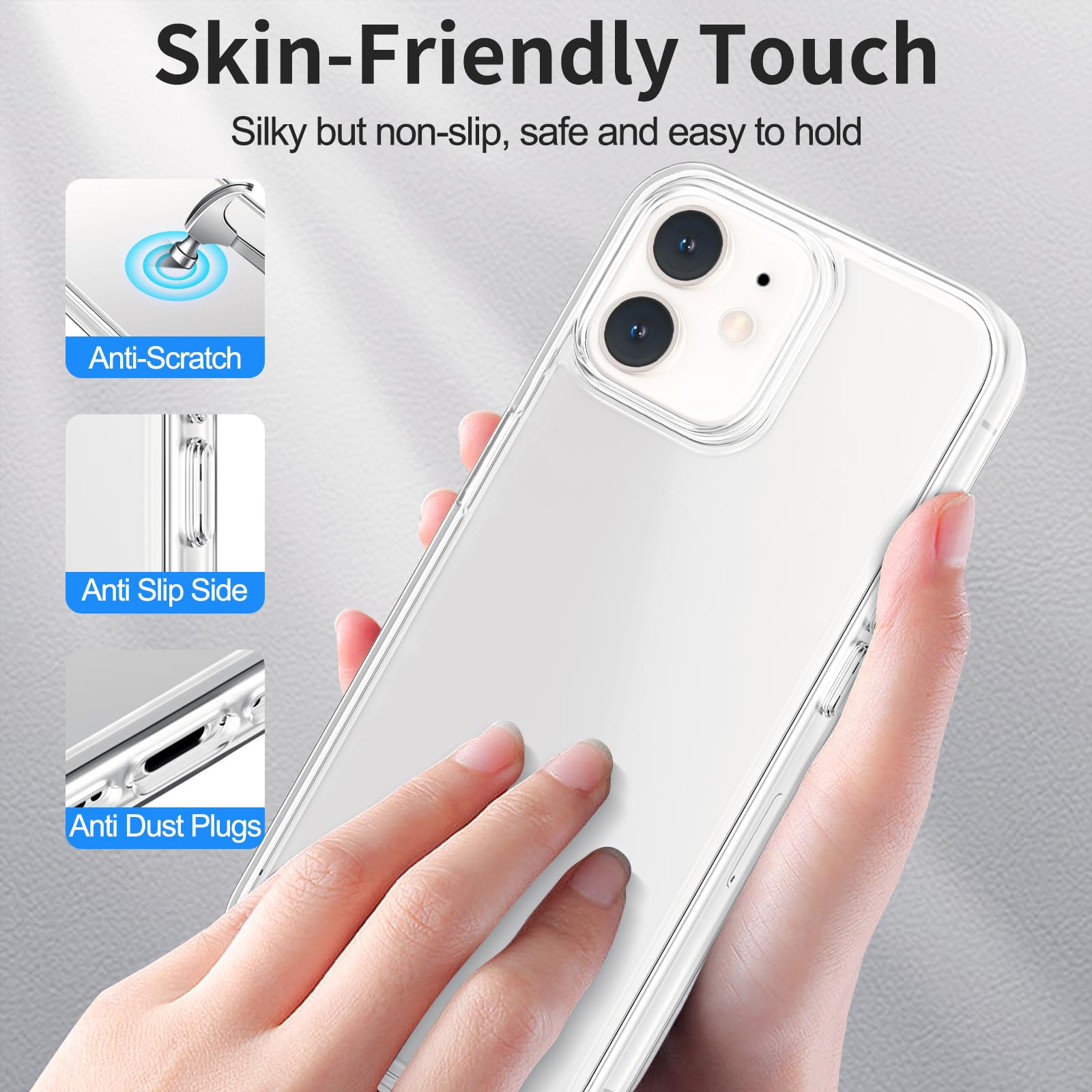Coolden Compatible with iPhone 12 Hybrid Clear Phone Case, Heavy Duty Protective Dual Layer Shockproof Case with Hard PC Bumper Soft TPU Back Compatible for iPhone 12 5G 6.1 inch, Transparent