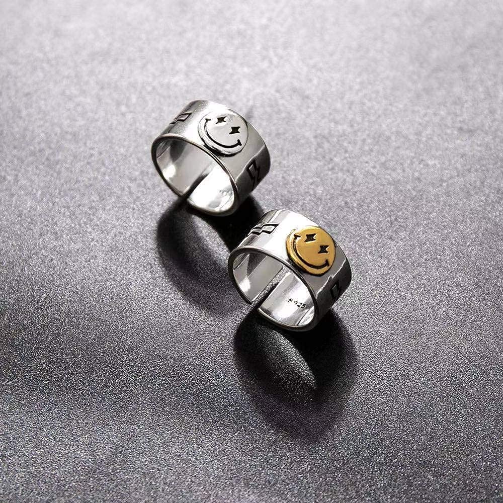 CSIYANJRY99 12Pcs Vintage Punk Open Rings for Men Women,Gothic Y2K Frog Rings Set Hippie Snake Dragon Claw Smiley Face Chain Rings Adjustable Stackable Knuckle Rings
