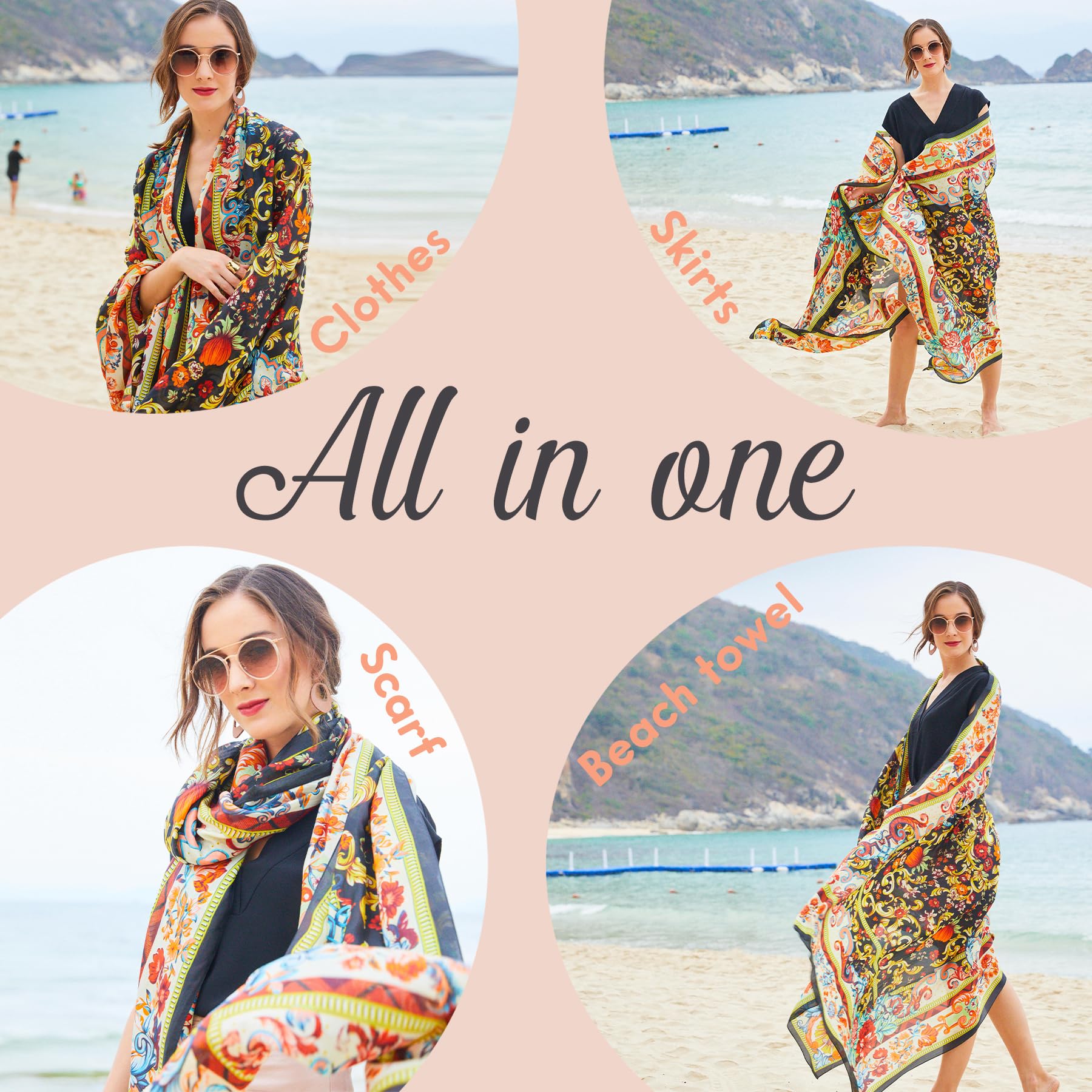 DANA XU 100% Mulberry Satin Silk Summer Travel Scarf Extra Large Women Floral Shawl Oversize Soft Wraps For Evening Dresses