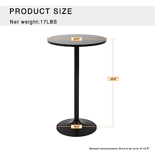 Round Bar Table 40" Height Modern Pub Table with Solid Top and Sturdy Metal Base, High Top Table for Kitchen, Dining Room, Bistro, Cocktail, Black