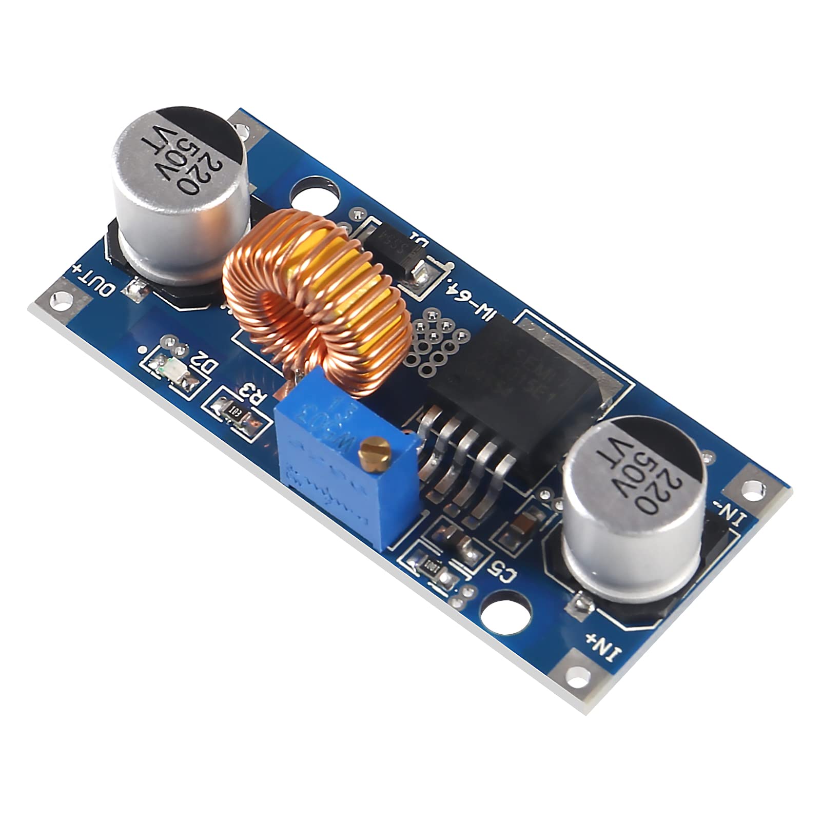 Diitao 5PCS DC-DC 5A 4-38V Input to 1.25-36V Output Adjustable Step-Down Regulator Module 12V/24V/36V to 3.3V/5V/12V/24V 75W Large Power Voltage Regulator Buck Converter