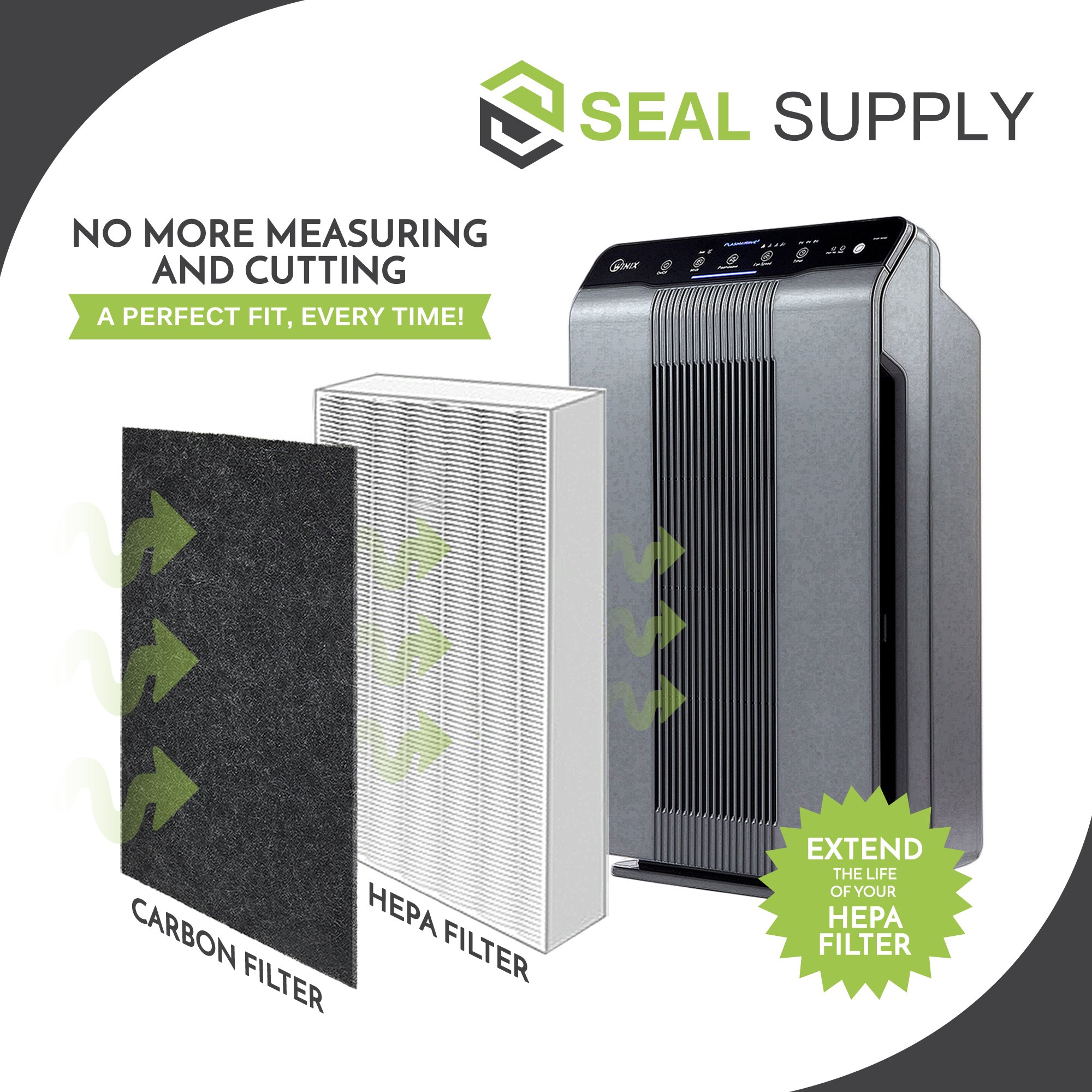 Seal Supply 4 Pack of Idylis D Carbon Activated Pre Filters Machine Precut Compatible with Idylis Purifier Models AC-2118 & AC2123