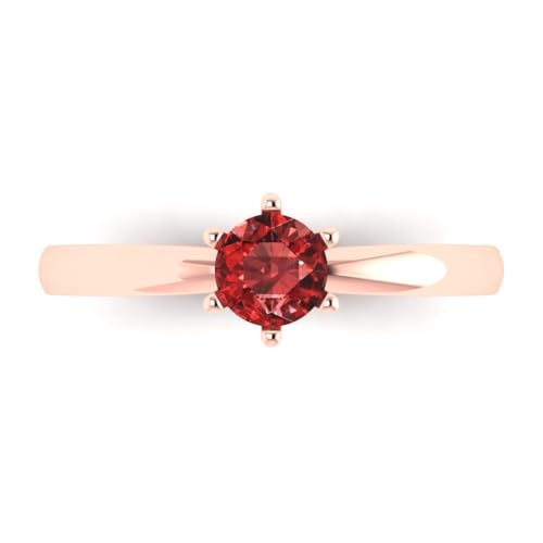 Clara Pucci 0.50 ct Round Cut Solitaire Natural VVS1 Red Garnet Engagement Wedding Bridal Promise Anniversary Ring 18K rose Gold Size 9