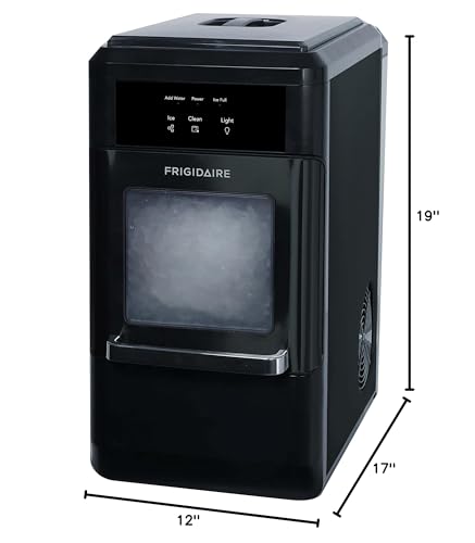 Frigidaire EFIC237 Countertop Crunchy Chewable Nugget Ice Maker, 44lbs per day, Auto Self Cleaning, Black Stainless