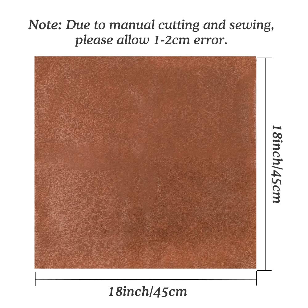 CDWERD Faux Leather Throw Pillow Covers, 18 x 18 Inches Set of 2 Modern Brown Outdoor Cushion Covers Decorative Pillowcases for Couch Bed Sofa
