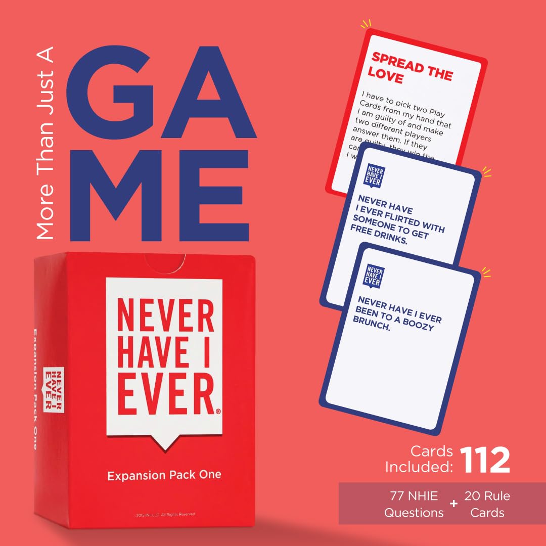 Never Have I Ever Card Game - Expansion Pack One, The Ultimate Adult Party Game Starter Pack, Spice Up Your Next Game Night, Pregame, or Icebreaker, Includes Wild and Hilarious Prompts, Ages 17+