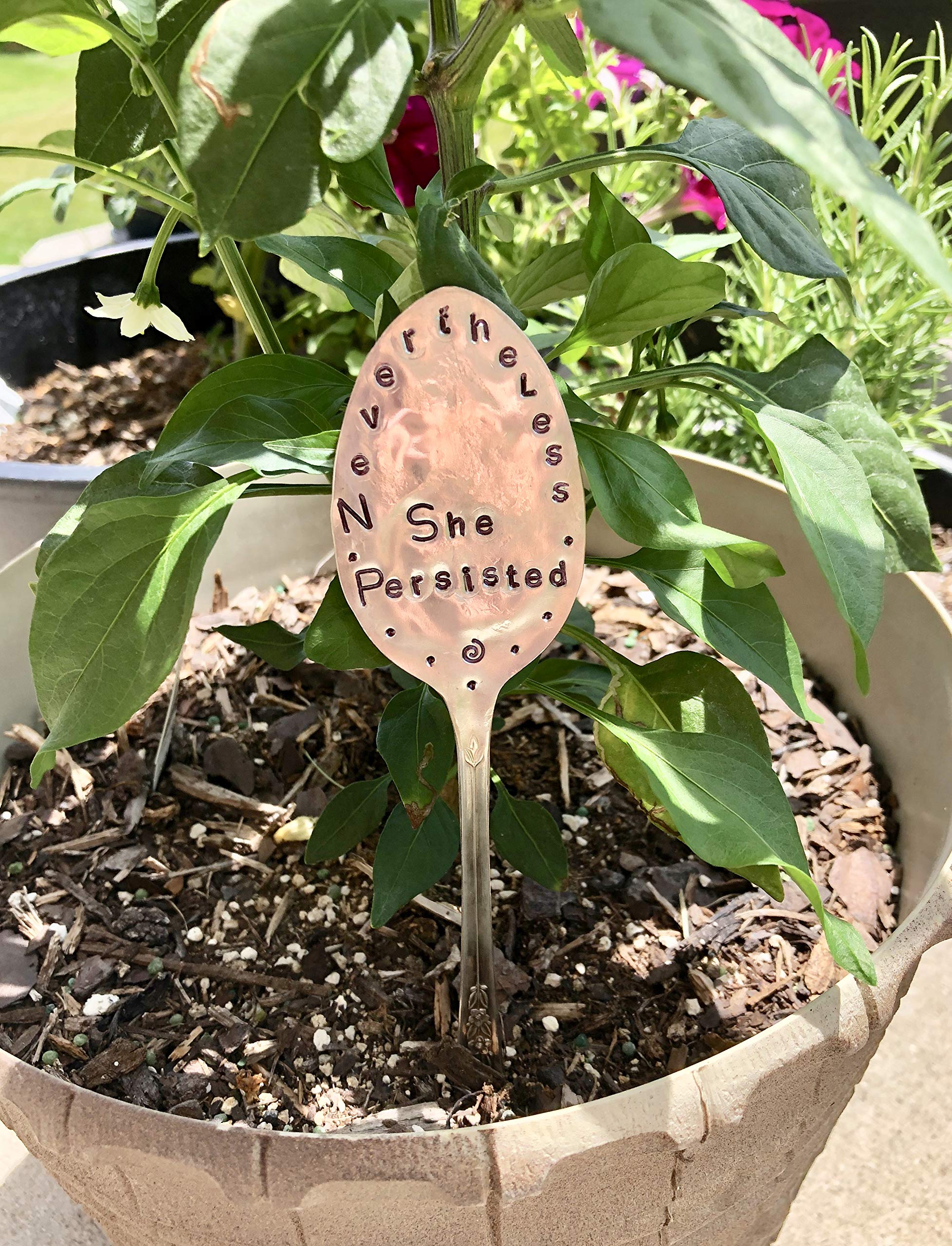 Nevertheless She Persisted GARDEN MARKER stamped spoon for flower pots, herbs and plants