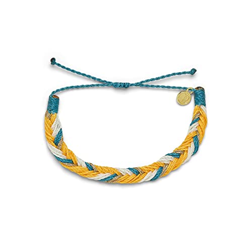 Pura Vida Fishtail Braid String Bracelet - 100% Waterproof, Adjustable Band - Plated Brand Charm