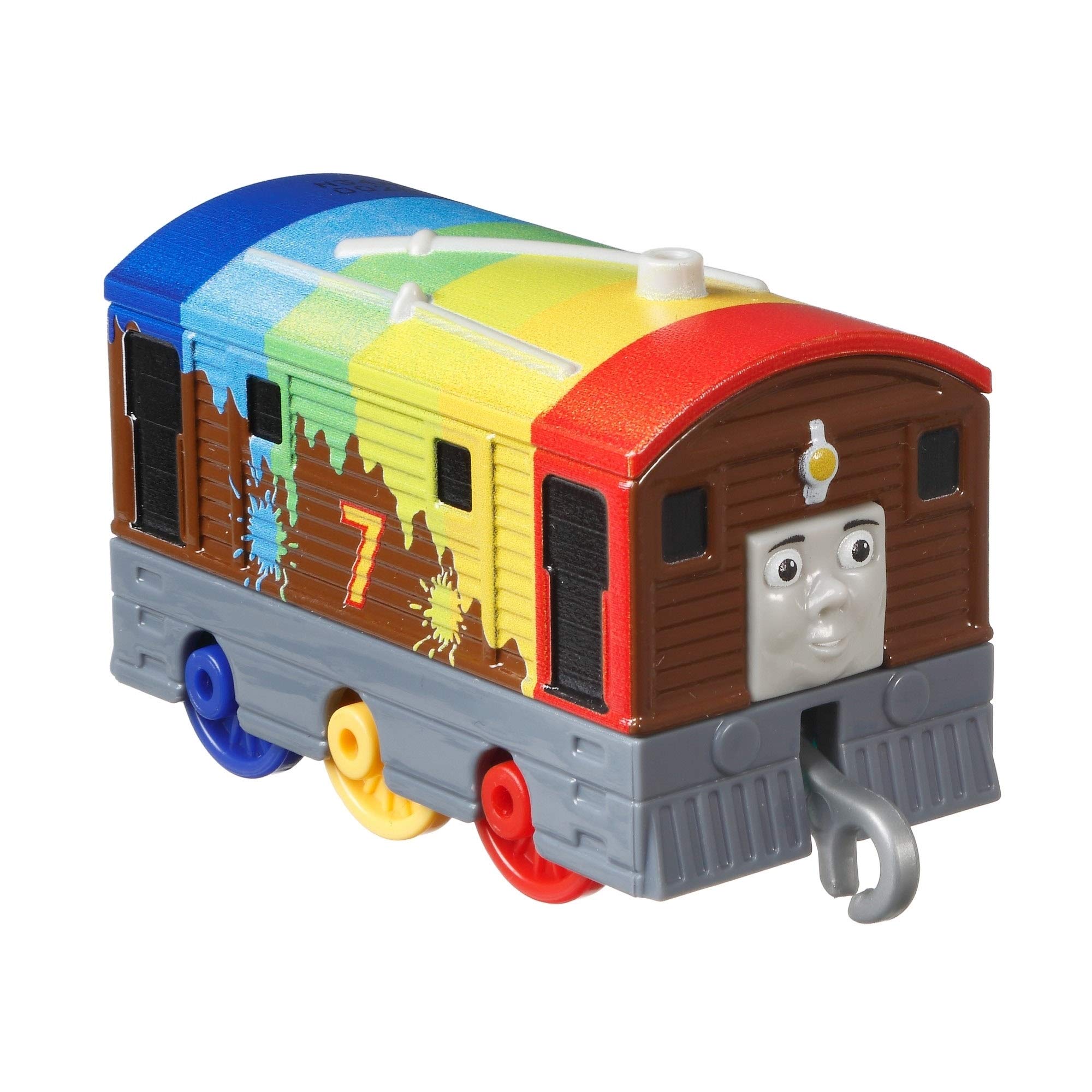 THOMAS & FRIENDS Fisher-Price GYV65 Rainbow Toby Push-Along Train Engine for Preschool Kids Ages 3 Years and Up, Multicolor, 4.5 cm*3.0 cm*8.0 cm