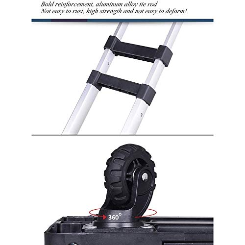 FBITE Folding Hand Truck 5-Wheel Folding Trolley, Maximum Load-Bearing 60 kg Folding Hand Dolly for Shopping, Business Travel, Cargo Handling, Home Office.