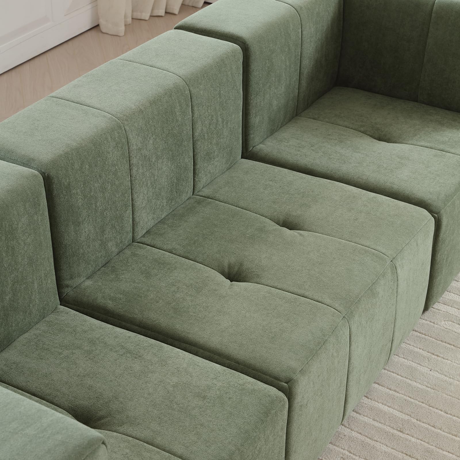FUKAYI Modular Sectional Sofa Couch Modern Compressed Sofa Couch 3-Seat Foam Couch for Living Room, Apartment, Studio, Office,Ivory