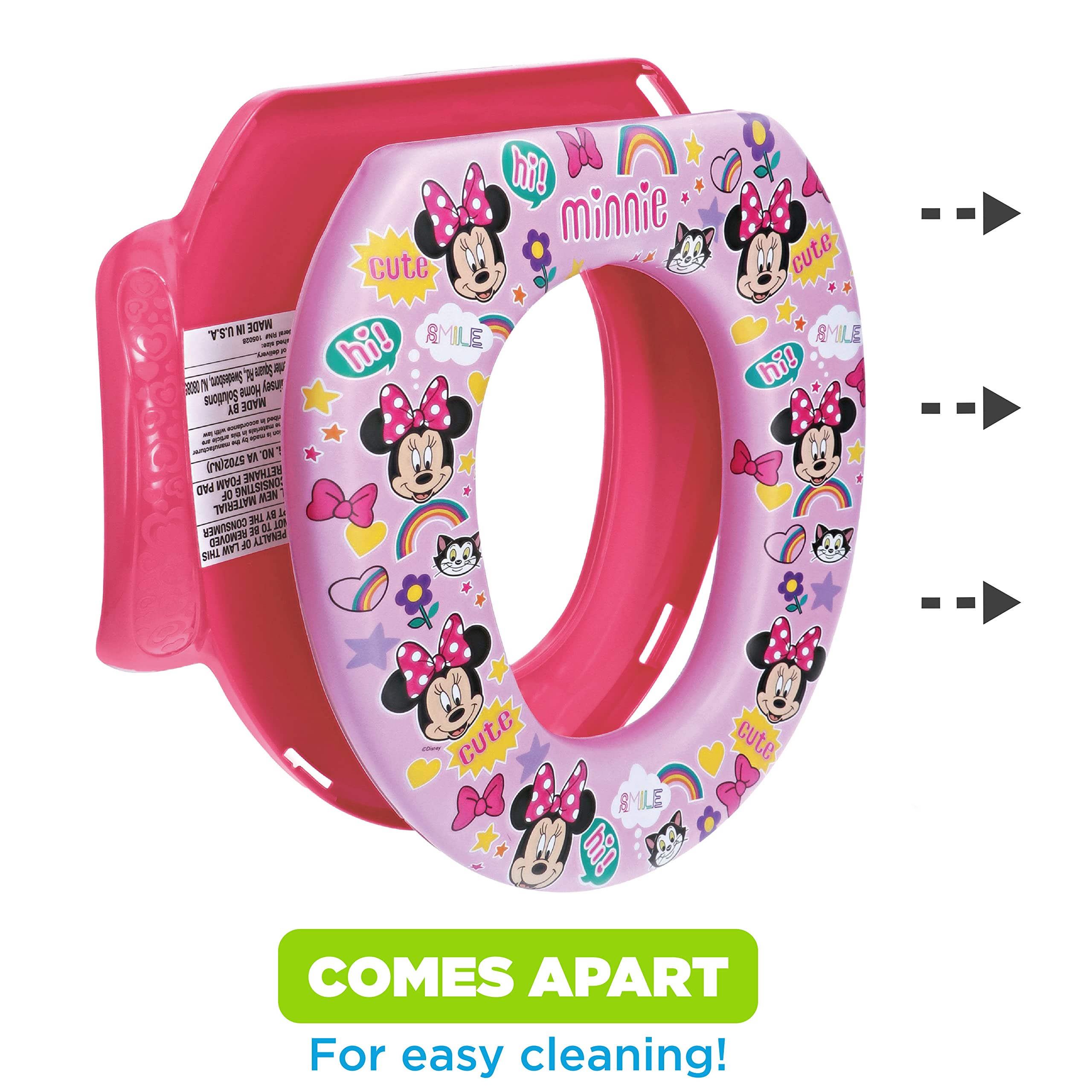 Disney Minnie Mouse "Smile" Soft Potty Seat and Potty Training Seat - Soft Cushion, Baby Potty Training, Safe, Easy to Clean