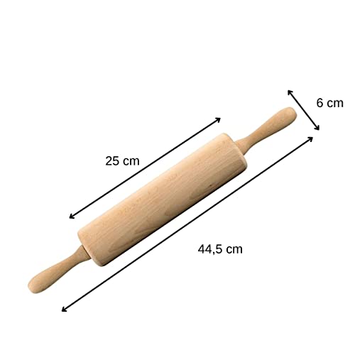 Fackelmann Rolling Pin Wooden with Bearings, Brown, 2.36" x 17.32"