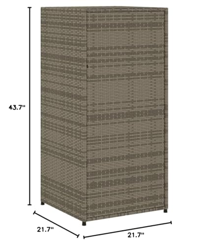 Gecheer Patio Storage Cabinet Outdoor Garden Storage Organizers Gray 21.7"x21.7"x43.7" Poly Rattan 0223078C 0224078C
