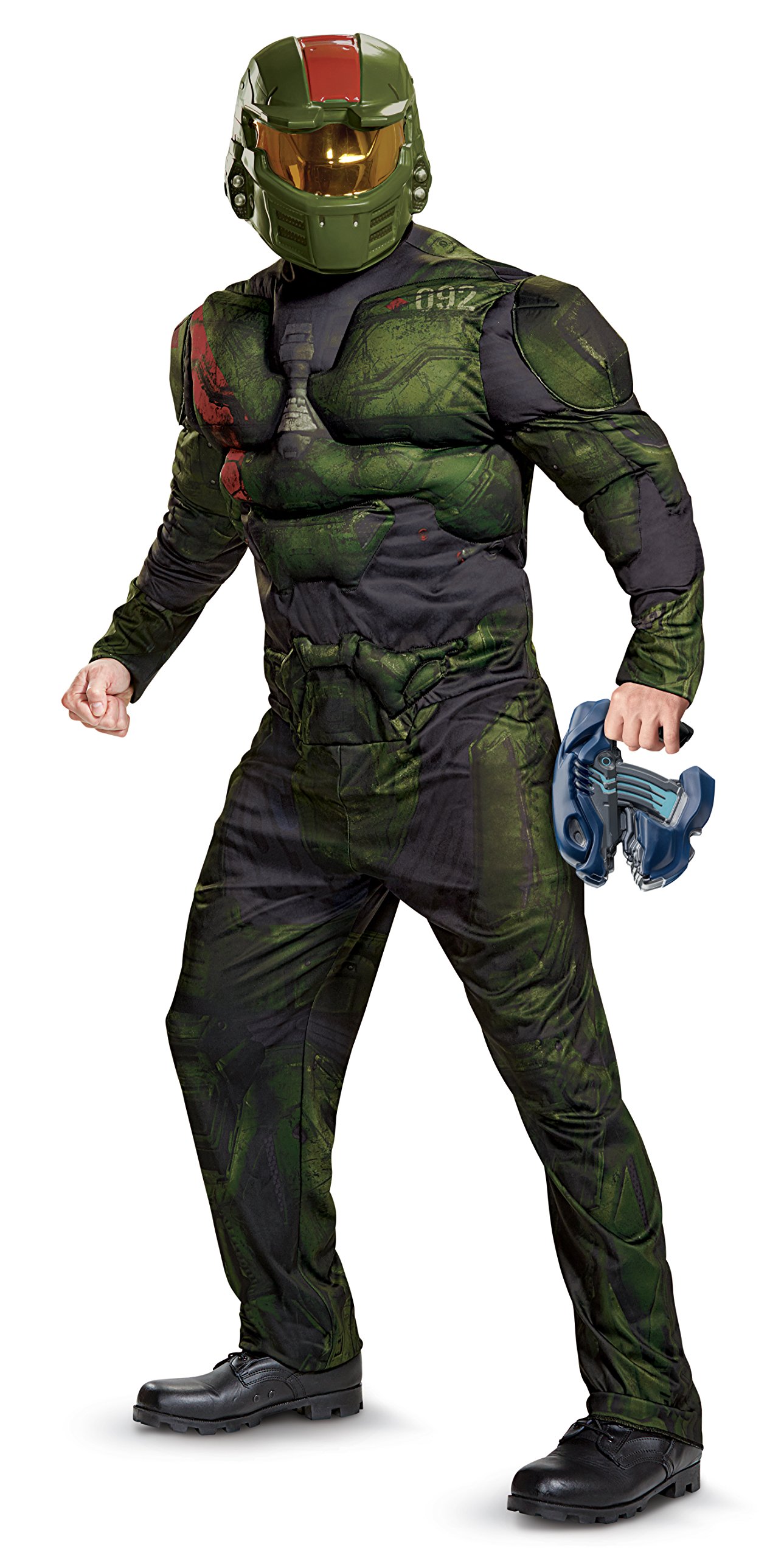 Disguise Child Master Chief Ultra Prestige Costume Medium, Army Green & Halo Plasma Blaster Costume Accessory