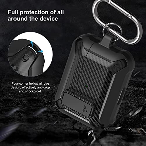 Lopnord Case for Airpod Pro Case Cover with Lock, Compatible for Airpods Pro 2nd Generation/1st Generation Case (2023/2022/2019), Shockproof Cover for iPod Pro Case Men Women(AirPod Pro Not Included)