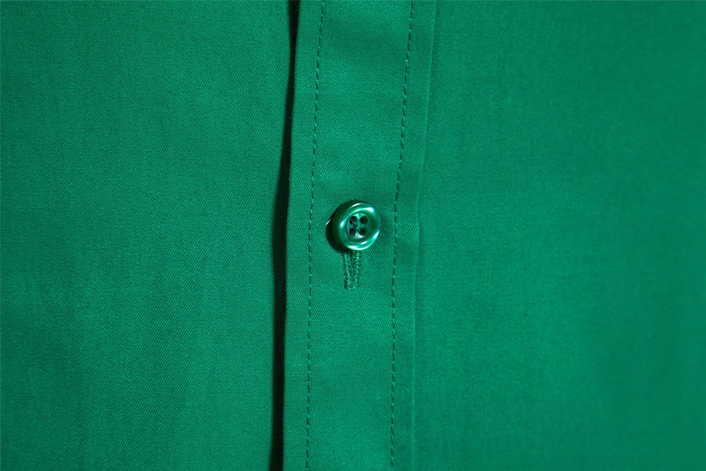 DELCARINO Men's Long Sleeve Button Up Shirts Solid Slim Fit Casual Business Formal Dress Shirt Green Large