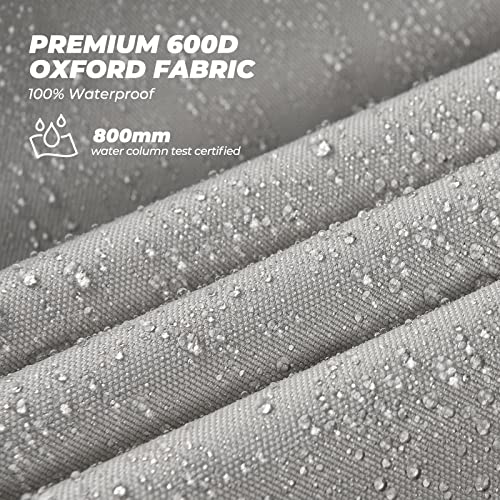 RVMasking 600D Heavy Duty Waterproof Trailerable Boat Cover with Storage Bag Fits Bass Boat, V-Hull, Runabout, Fish&Ski, Tri-Hull, Marine Grade Boat Cover Length: 17’-19’, Beam Width up to 96”