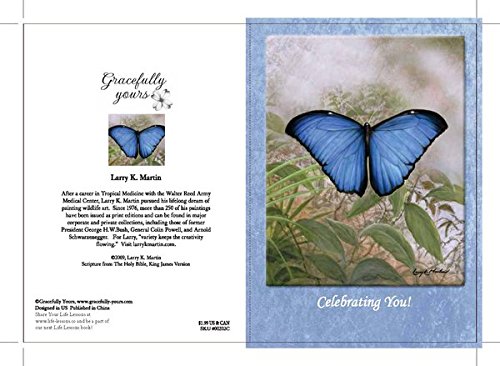 Gracefully Yours Blessed Birthday Greeting Cards Featuring Butterflies by Artist Larry Martin, 12, 4 Designs/3 Each with Scripture Message