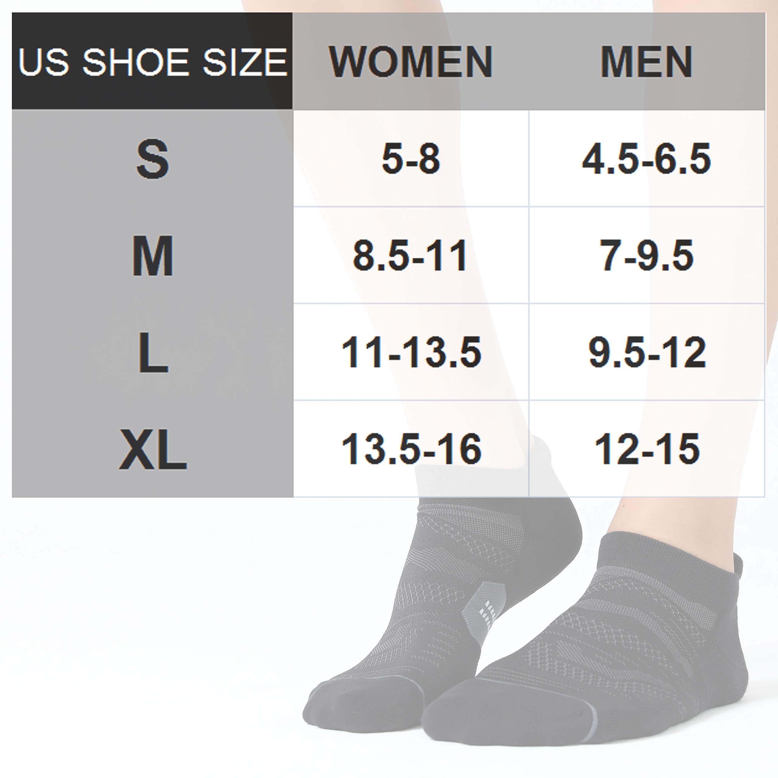 CelerSport 6 Pack Men's Running Ankle Socks with Cushion, Low Cut Athletic Tab Socks Gifts for Men, Black + Grey, Large