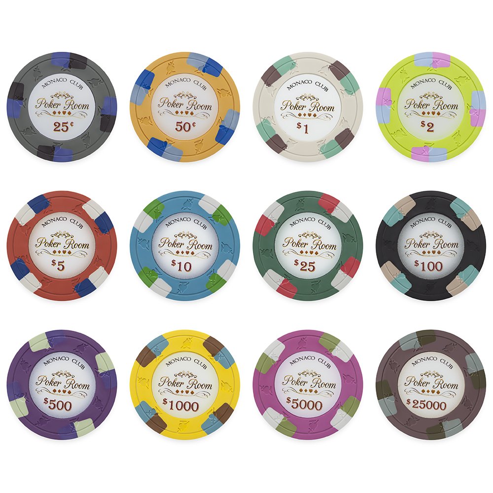 Claysmith Gaming Pack of 50 Monaco Club Poker Chips, Heavyweight 13.5-gram Clay Composite (10 Blue)