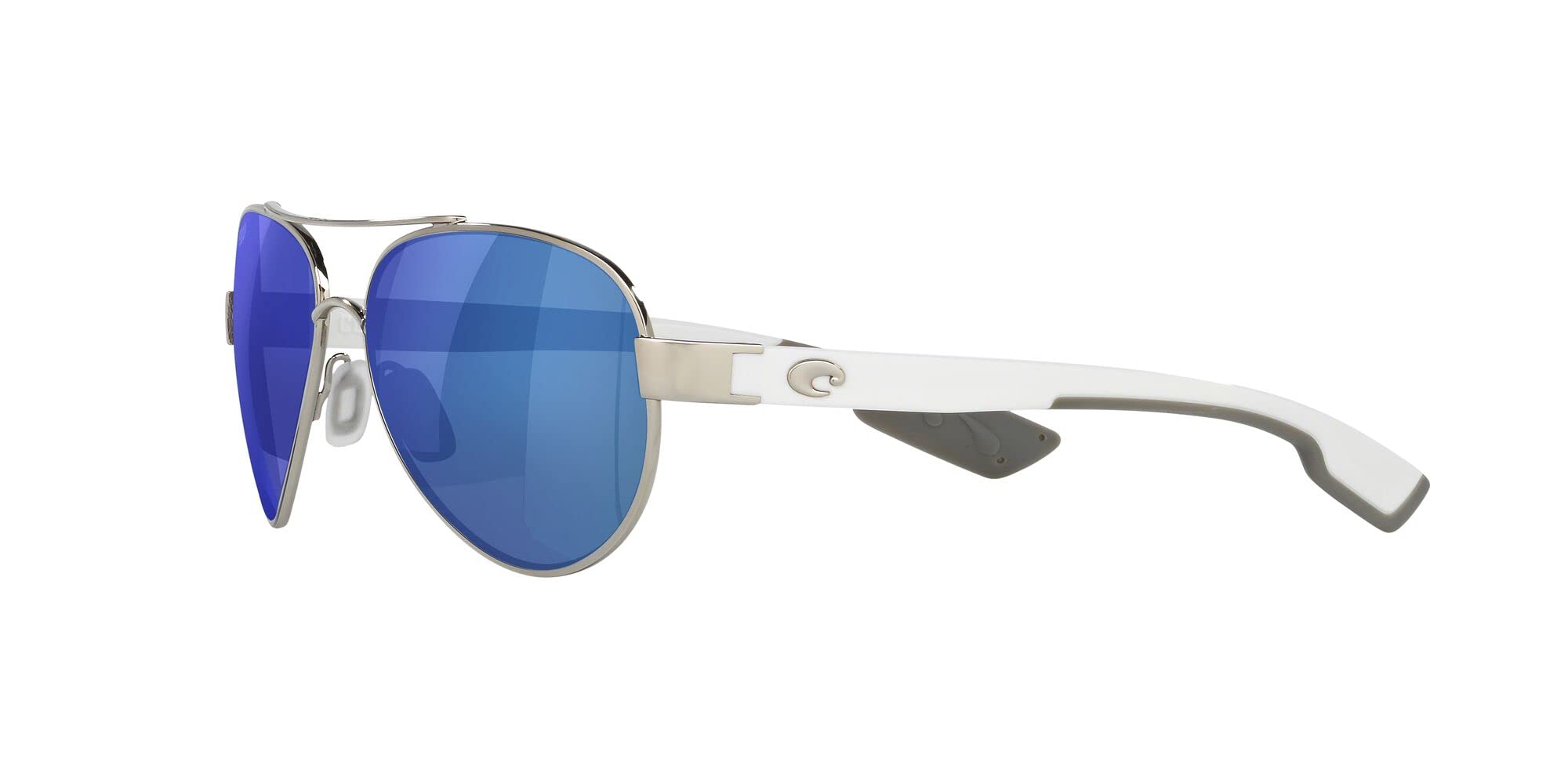 Costa Del Mar Womens Loreto Aviator Sunglasses, Ocearch Silver/Grey Blue Mirrored Polarized-580G, 56 mm