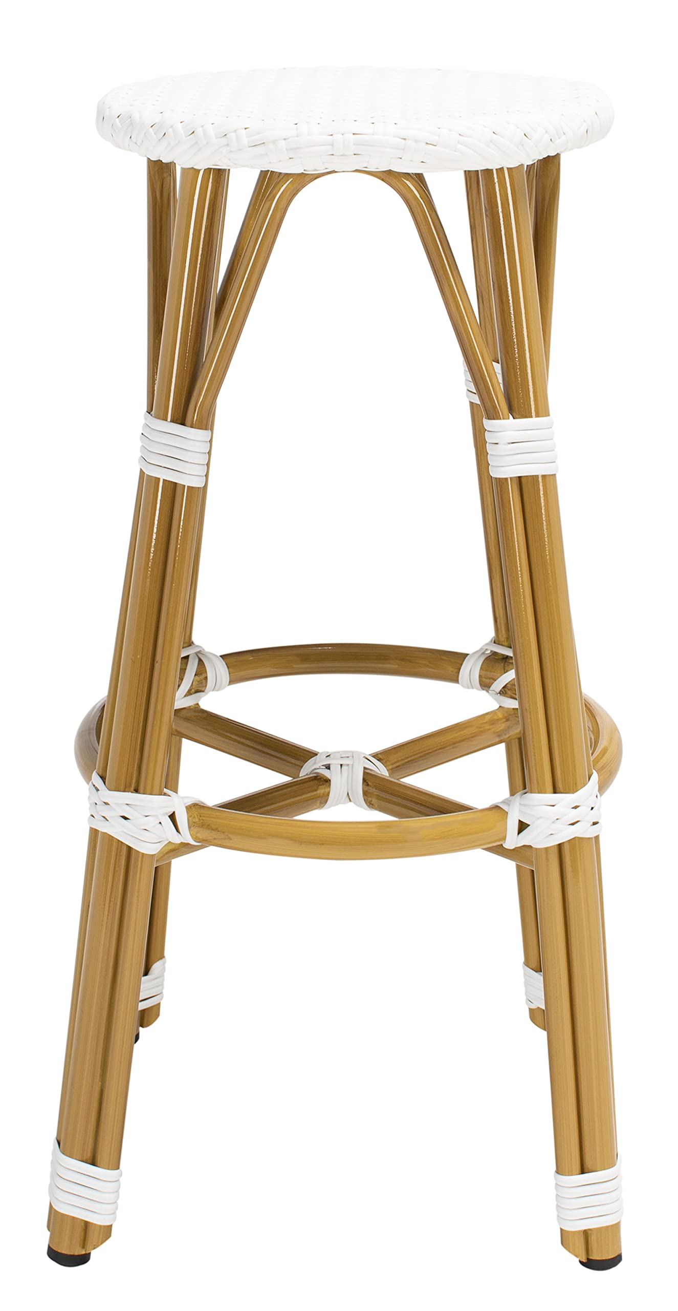 SAFAVIEH PAT4018C Outdoor Collection Kelsey White 30-inch Bar Stool