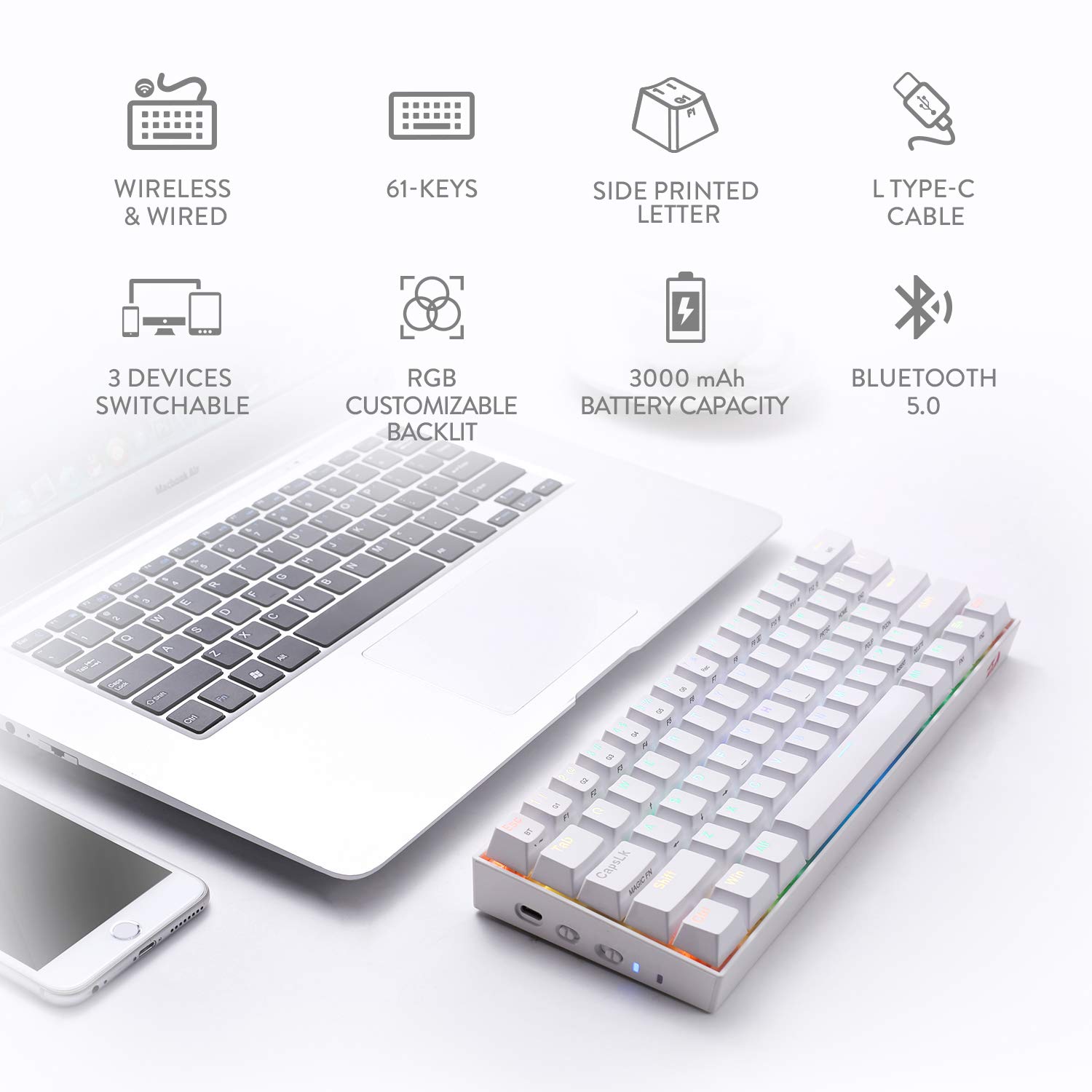 Redragon 60% Gaming Keyboard & A113 Hot-swap Mod Mechanical Switches (24pcs) Bundle