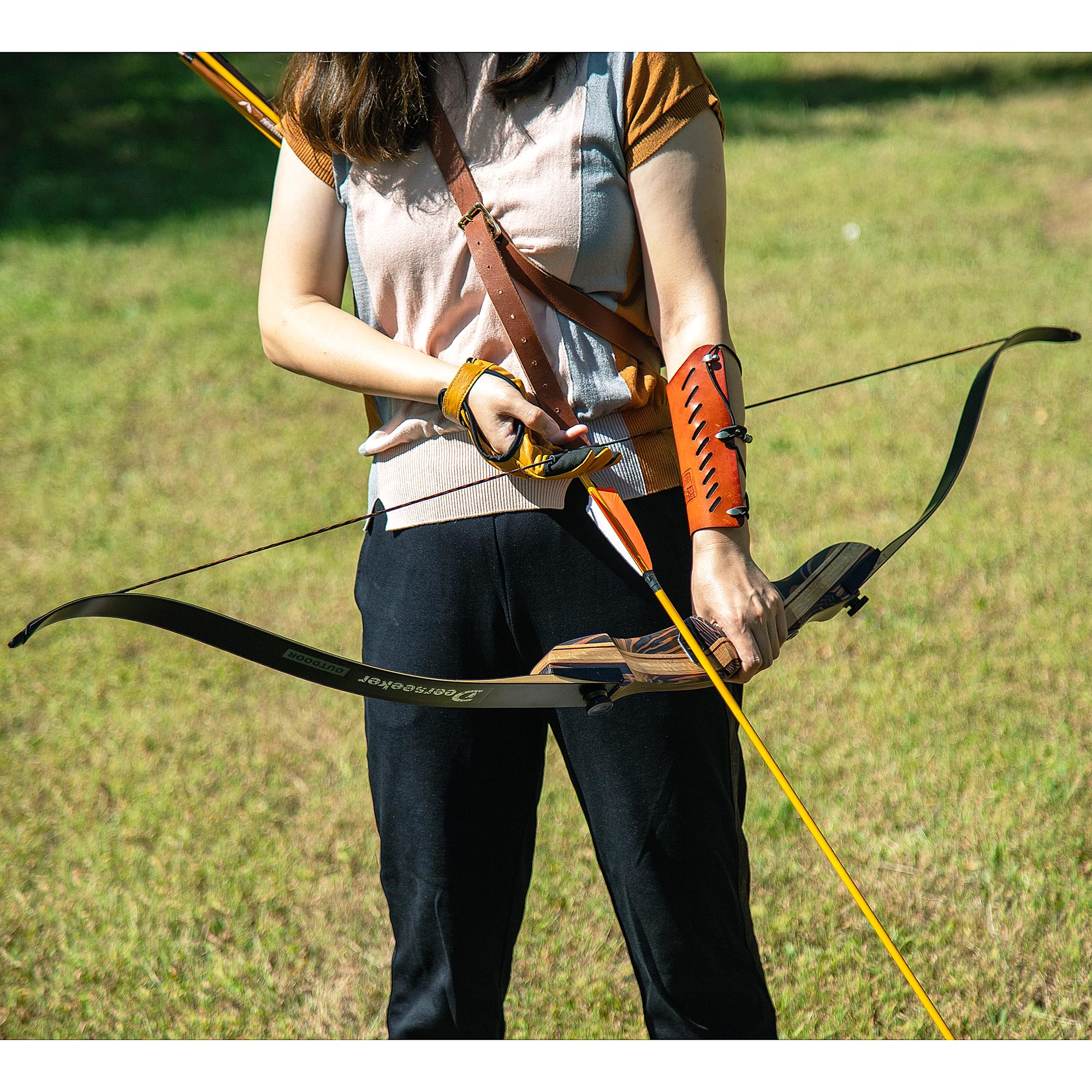 Deerseeker Archery 62" Takedown Recurve Bow Set for Adults & Youth with Right Hand & Left Handed Laminated Wooden Riser Bow Hunting Target Shooting 20-60lbs(RH 50lb)