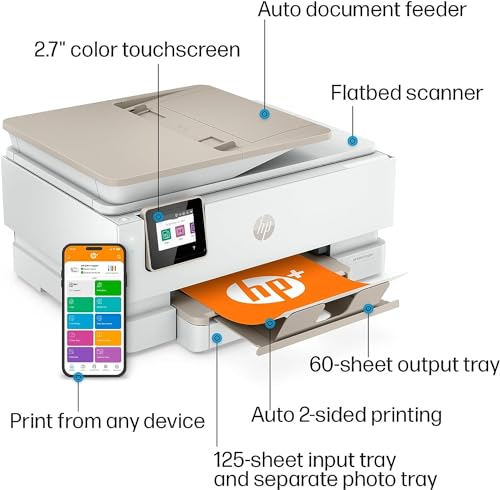 HP Envy Inspire 7955e Wireless Color All-in-One Printer with 6 Months Free Ink (1W2Y8A) (Renewed Premium),White
