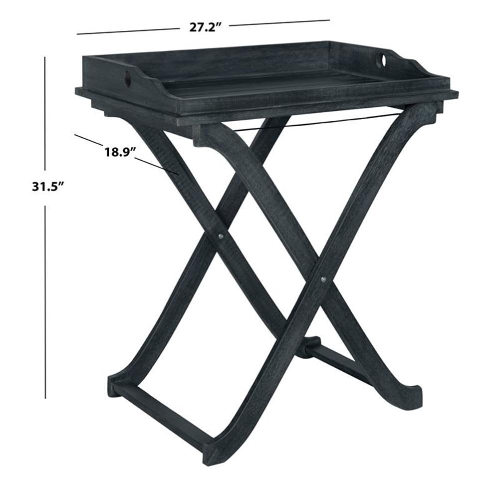 SAFAVIEH PAT6716K Outdoor Collection Covina Dark Slate Grey Tray Table