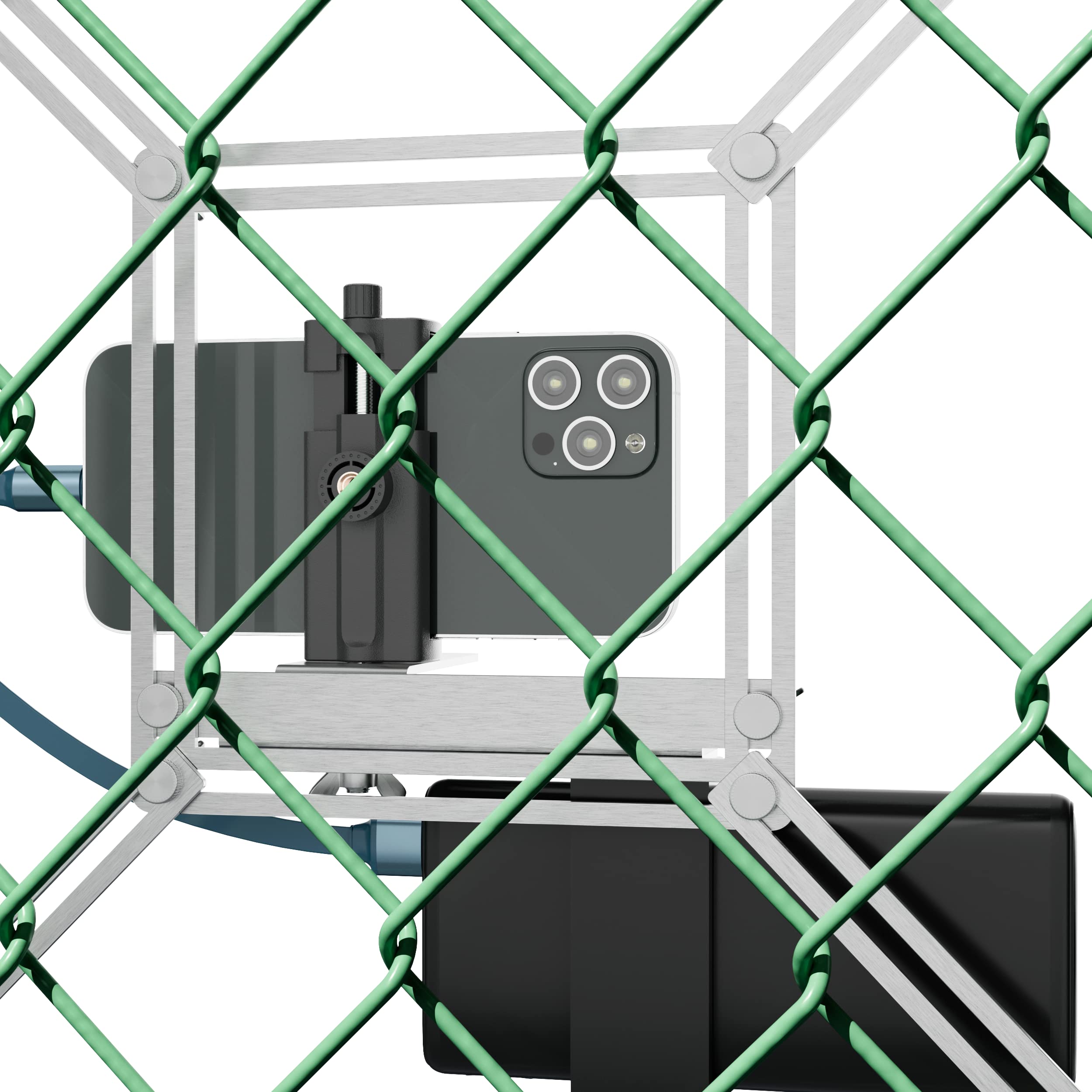 Cell Phone Fence Mount Camera Fence Mount for iPhone, Phones, GoPro, Chain Link Fence Mount for Recording Baseball/Softball/Tennis(Mini Plus)