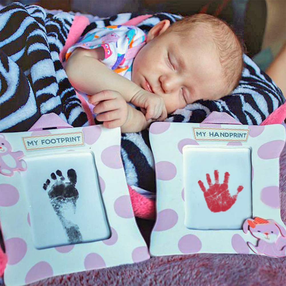 Clean Touch Ink Pad for Baby Handprints and Footprints, PChero Inkless Print Kit for Family Keepsake Newborn Shower Gifts - 2 Packs