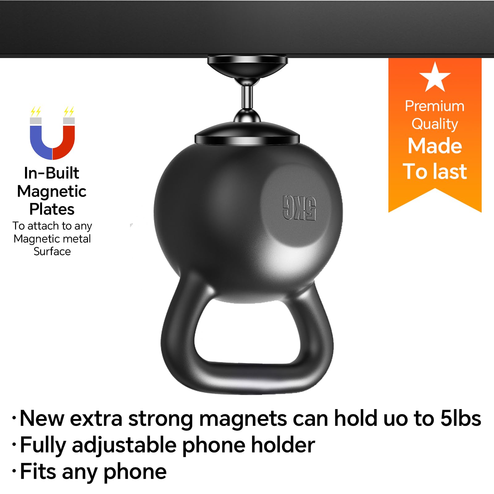 Coolpow Magnetic Phone Holder for Gym, Dual Magnetism for iPhone 14/13/12 Pro Max Series, Metal Ring for Other Android Phones, Strong Joints and Magnets for Unmatched Stability