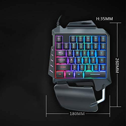 FEDRUI Mechanical Keyboard Wireless, Gaming Keyboard, Backlit Ergonomic Keyboard, Colorful Backlit Single Left-Handed Computer Keyboard for Office
