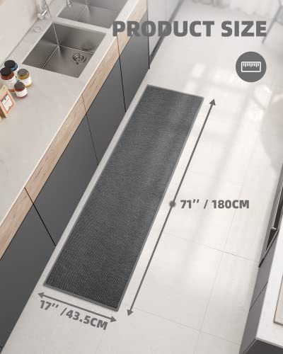 Color&Geometry Kitchen Rugs and Mats Non Slip Washable, Absorbent Kitchen Mats Woven Kitchen Runner Rug Easy to Clean Kitchen Floor Mats for in Front of Sink, Laundry Room, Hallway, 17βx71β, Grey