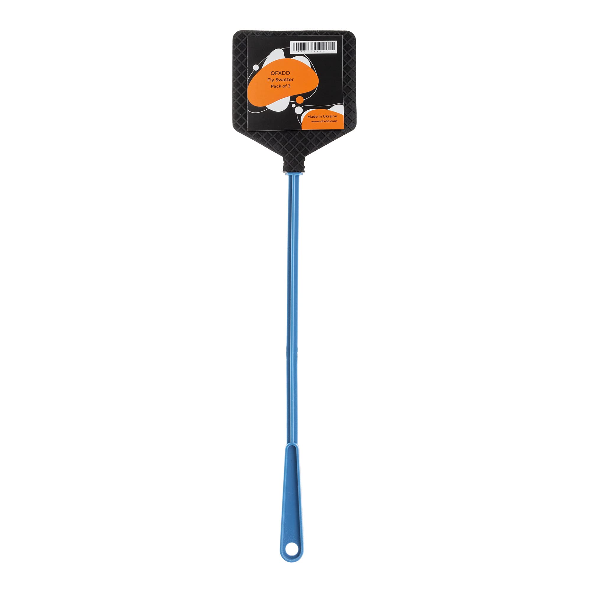 OFXDD Rubber Fly Swatter, Long Fly Swatter Pack, Fly Swatter Heavy Duty, Light Blue Color (3 Pack)