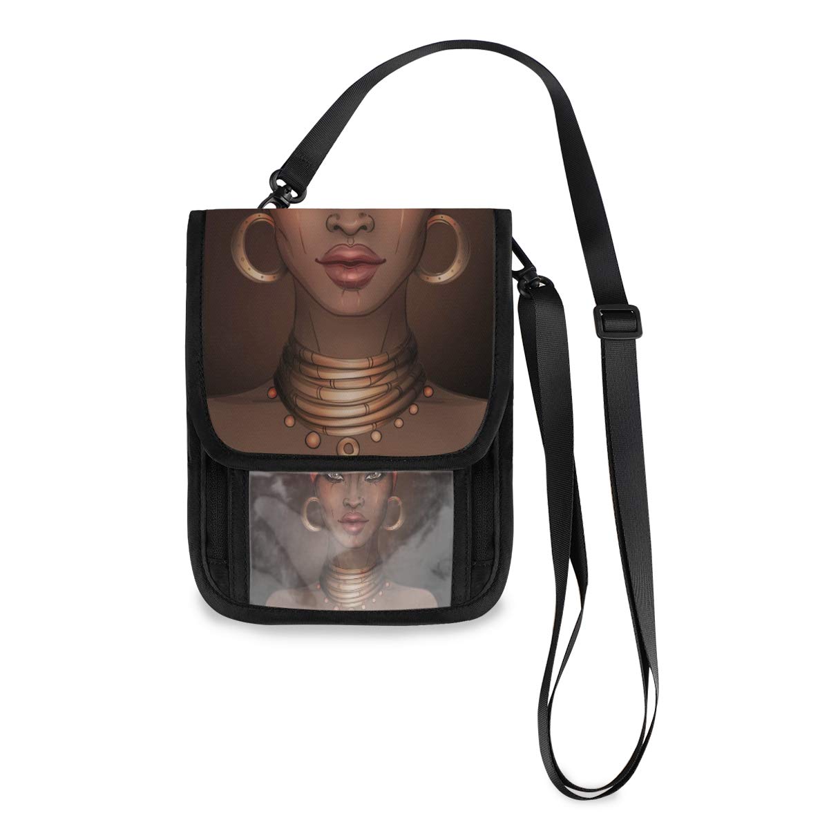 Roomy Pockets Series Travel Small Crossbody Bag African American Pretty Woman Oxford Cloth Cell Phone Purse Wallet For Women