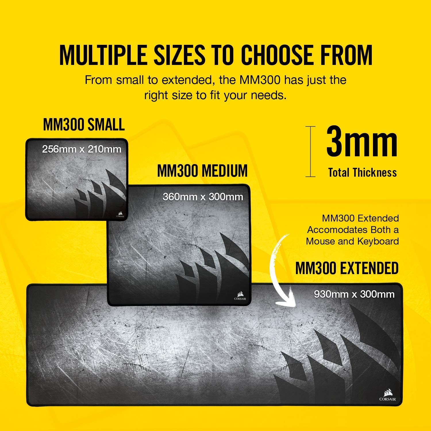 Corsair MM350 PRO Premium Spill-Proof Cloth Gaming Mouse Pad – Extended XL - Black (Renewed)