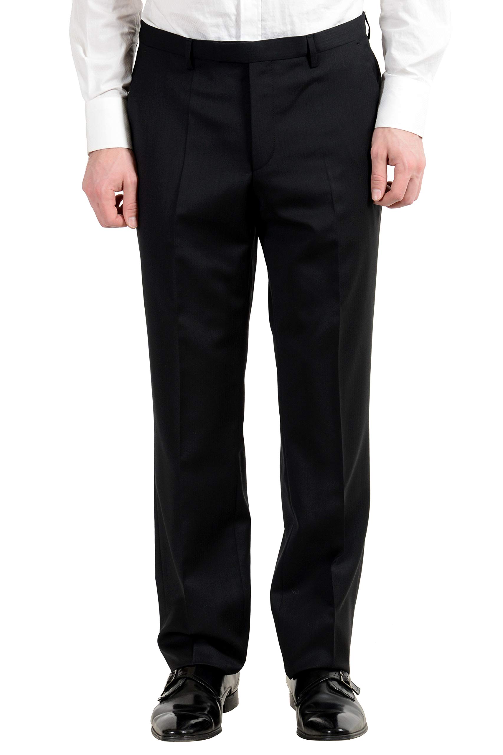 Hugo Boss "The King/Central_1" Men's 100% Wool Two Button Suit US 40L IT 50L Black