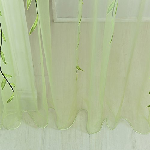 Norbi Willow Voile Tulle Room Window Curtain Sheer Voile Panel Drapes Curtain 39.4'' x 78.8" L (Green B)