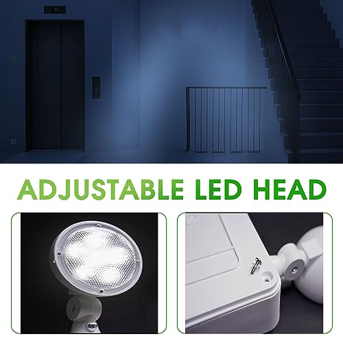 Garrini LED Emergency Light,Red Letter, Dual Rotational LED Emergency Combo with Backup Battery, Commercial Grade, Fire Resistant,Suitable for Wet Location Waterproof WCU