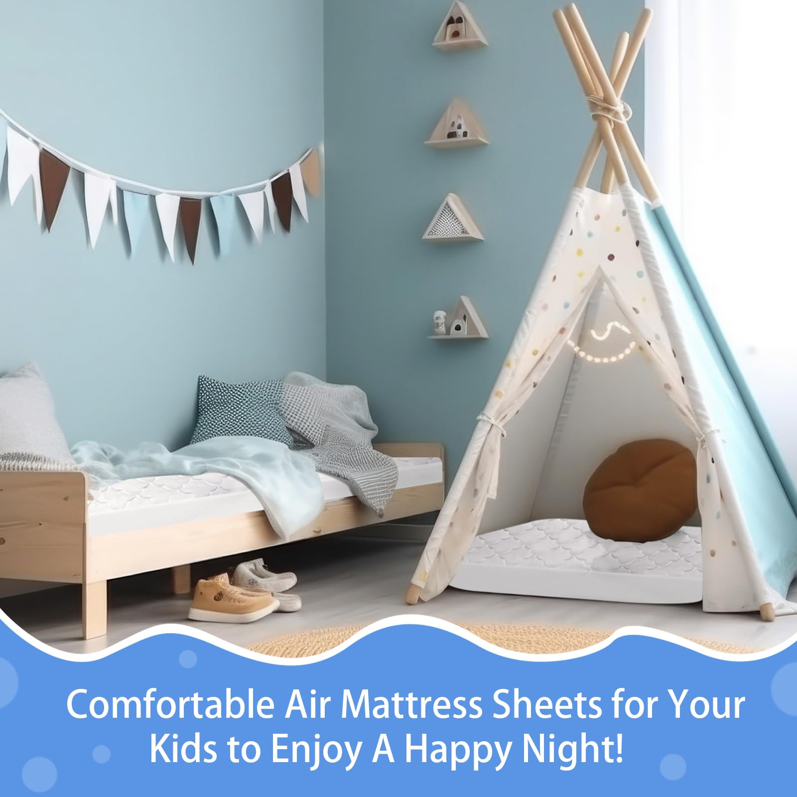Fanfanwin 6 Pack Air Mattress Pad Sheets Cover Waterproof Mattress Protector Inflatable Airbed Fitted Sheets Soft Air Mattress Pad for Boys Girls Sleepover Party