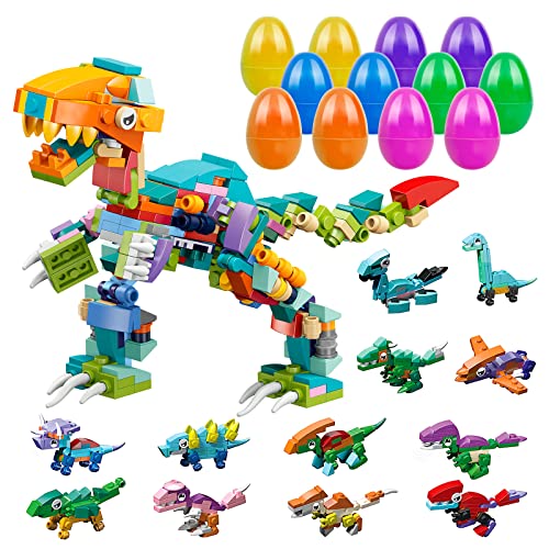 Dinosaur Eggs Dino Building Blocks Eggs with Toys Inside Dinosaur Surprise Egg Hunt Birthday Party Favors Basket Stuffers for Boys Kids 12PCS